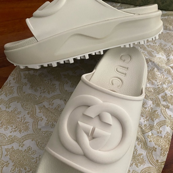 Gucci | Shoes | Gucci White Rubber Platform Sandals | Poshmark